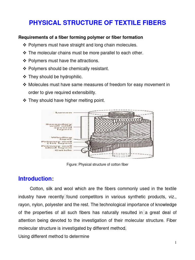 01.Physical Structures of Fibres | PDF | Polymers | Electron Microscope