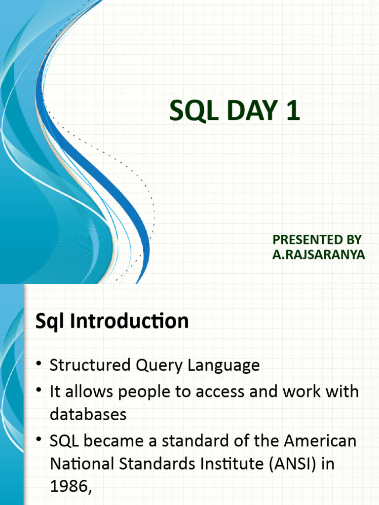 SQL Day1 | PDF | Teaching Methods & Materials | Computers