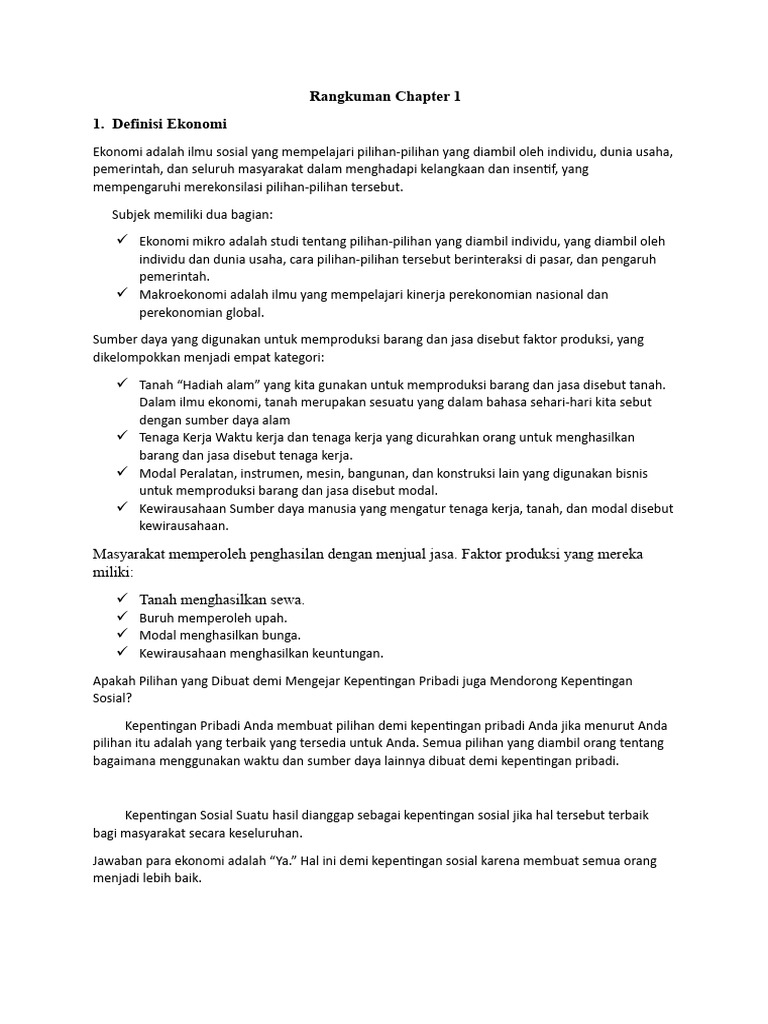 Rangkuman Chapter 1 Mikro | PDF
