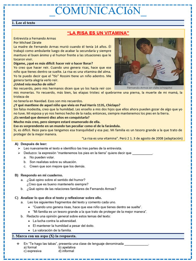 Ficha Comunicación | PDF | La risa