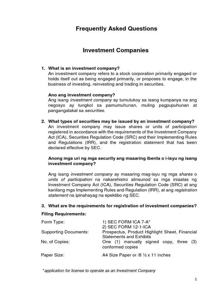 2020IC Investment-Company FAQs | PDF | Securities (Finance ...