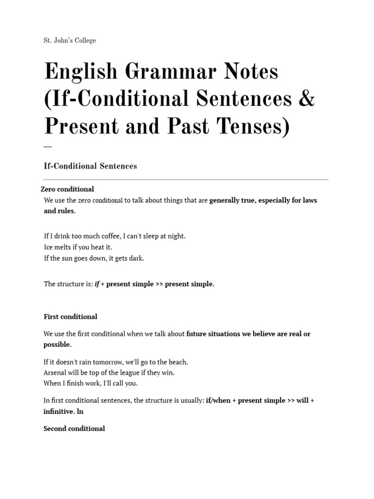 Conditional Sentences and Tenses Guide | PDF | Verb | Linguistics