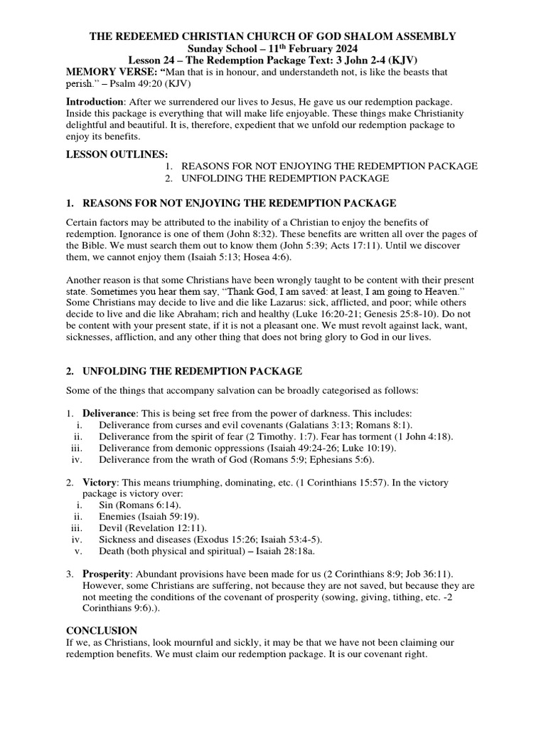 The Redeemed Christian Church of God Shalom Assembly Sunday School - 11 ...