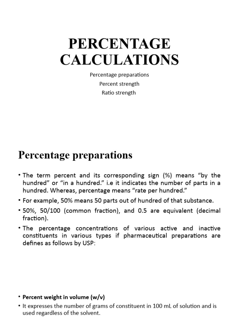 Percentage Calculations in Solutions | PDF | Mass Concentration ...