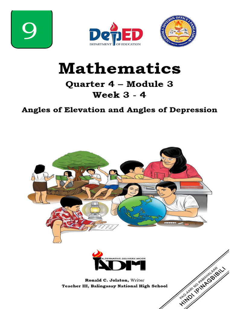 Math9 Q4 Module 3 Week 3 4 Angles of Elevation and Angles of Depression 1 | Download Free PDF ...