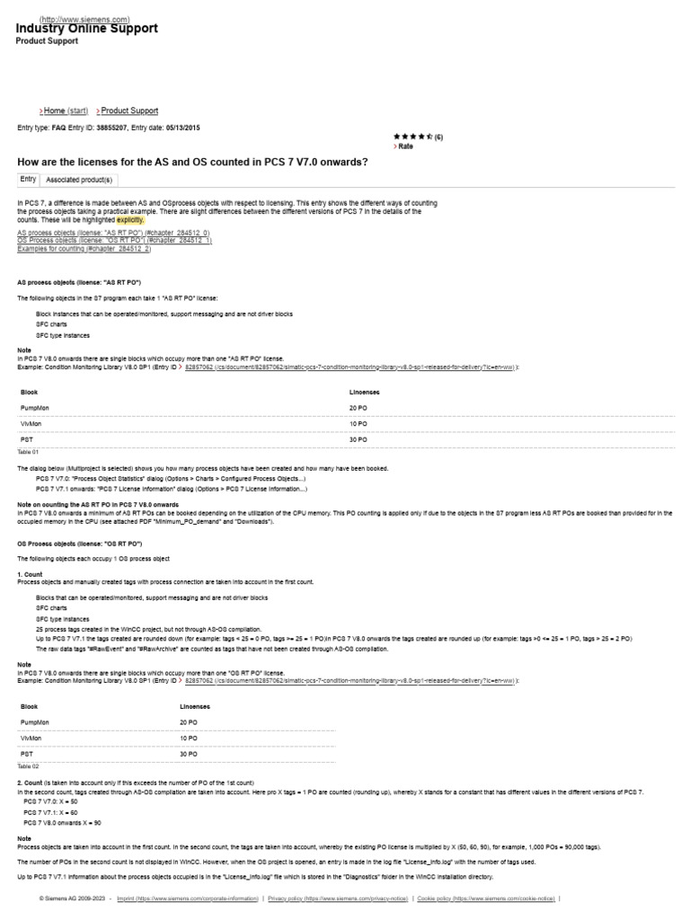 How Are The Licenses For The As and OS Counted in PCS 7 V7.0 Onwards ...