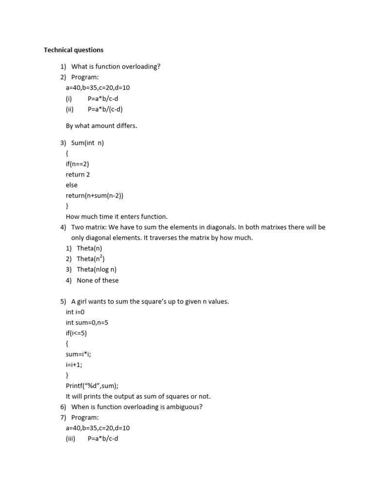 Wipro Technical Questions-1 | PDF