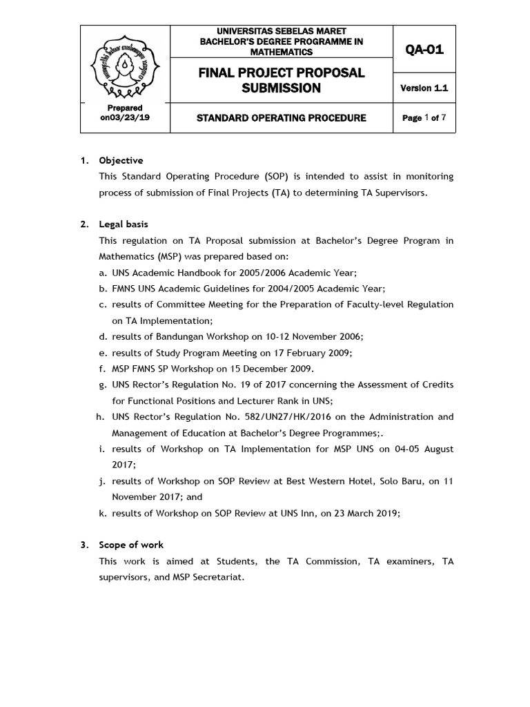 Standard 2 - SOP Proposal TA_revMaret19_Final.doc_id-ID_en-US (1) | PDF ...