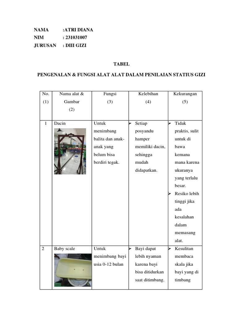 Alat Penilaian Status Gizi Anak | PDF