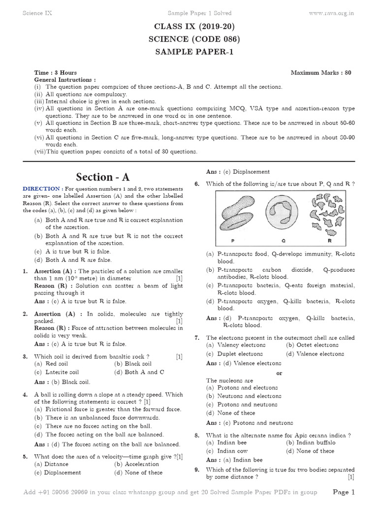 Class Ix Science Latest Sample Papers 2019 20 Solved | PDF | Electron ...