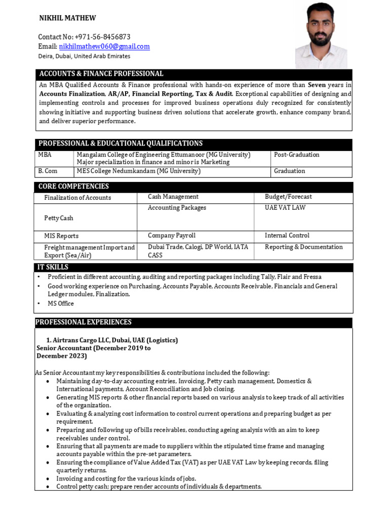 Nikhil Resume | PDF | Accounts Payable | Invoice