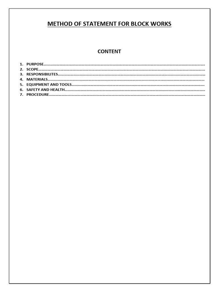 Method of Statement of Block Works | PDF