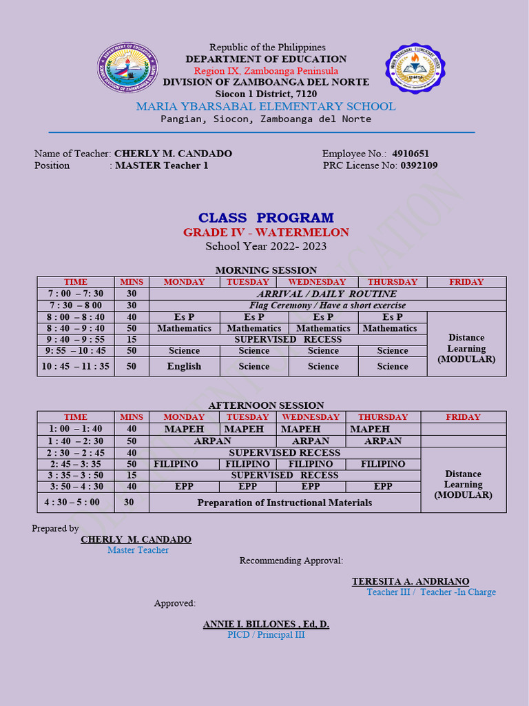 Class Program 2022 - 2023 | PDF