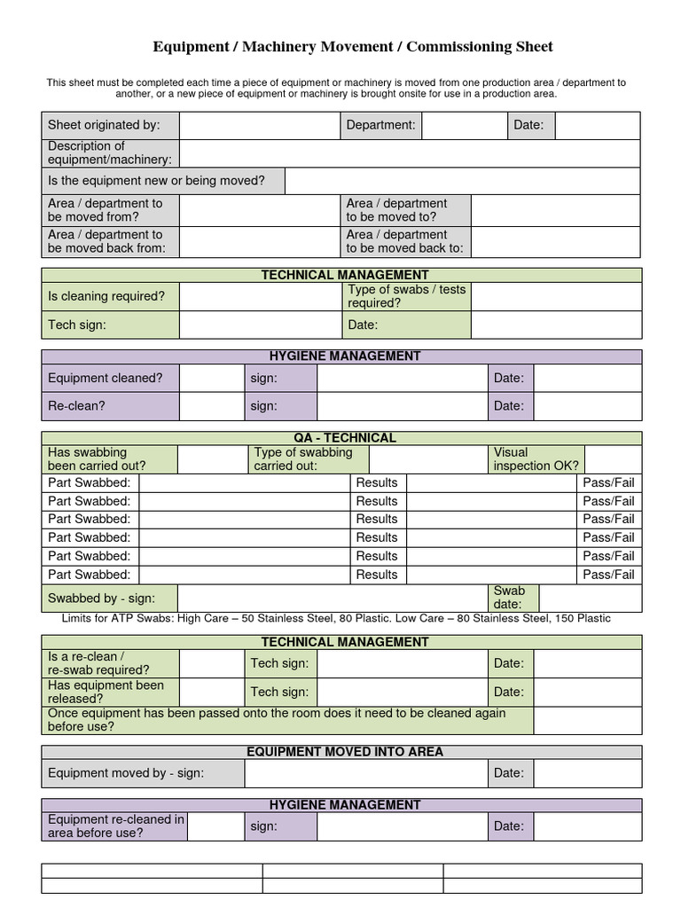 Equipment Movement & Commissioning | PDF
