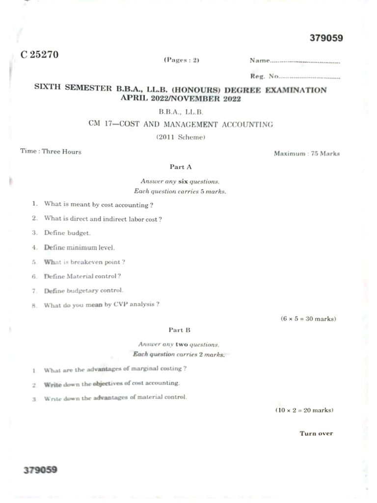 Vi Sem Cost And Management Pdf 2639