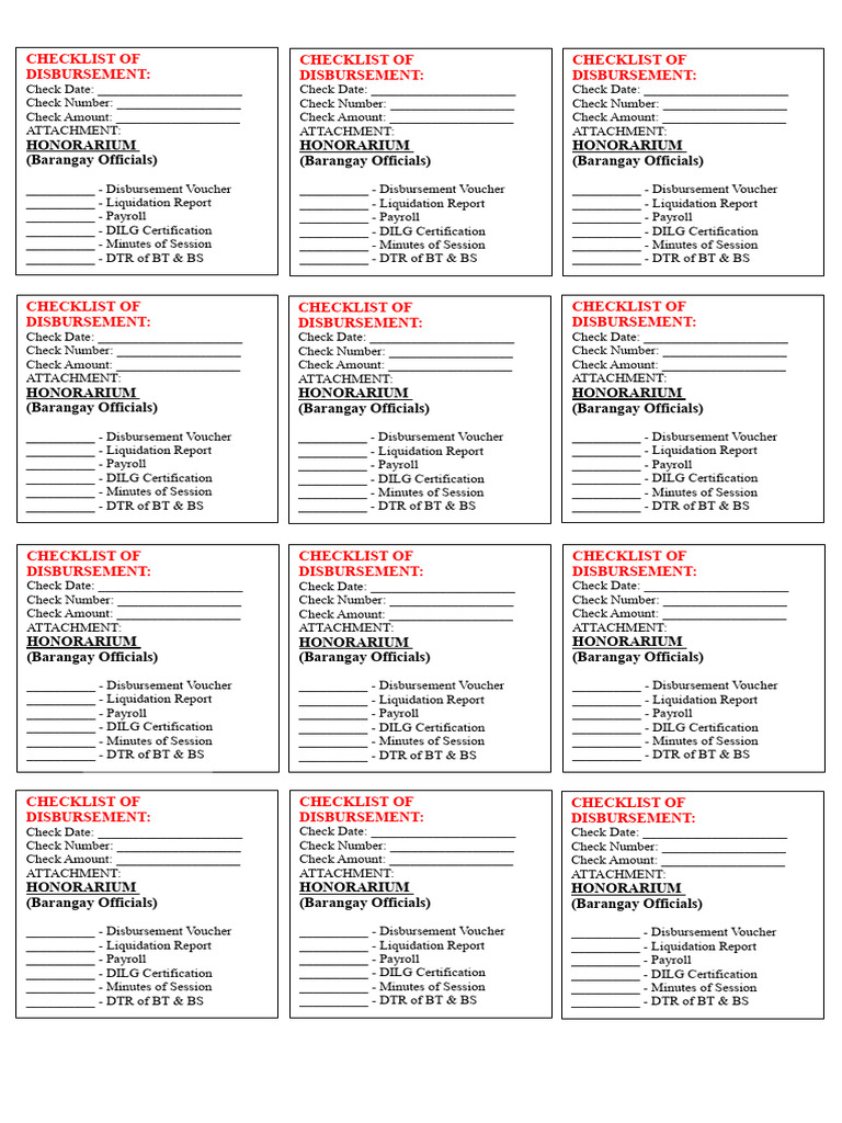 Checklist of Disbursement | PDF | Procurement | Receipt