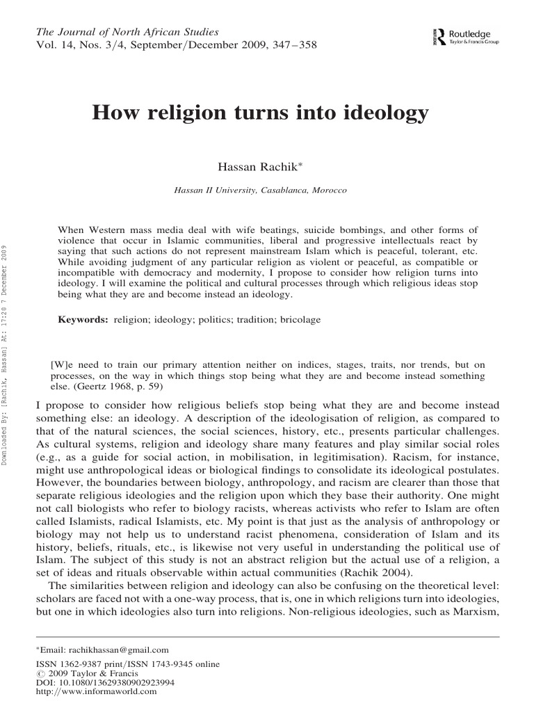 Religion's Shift to Ideology | PDF | Salafi Movement | Ideologies