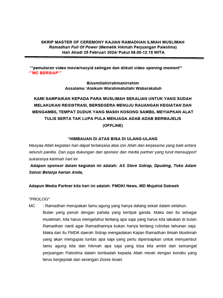 Karimah 2024 Script MC | PDF