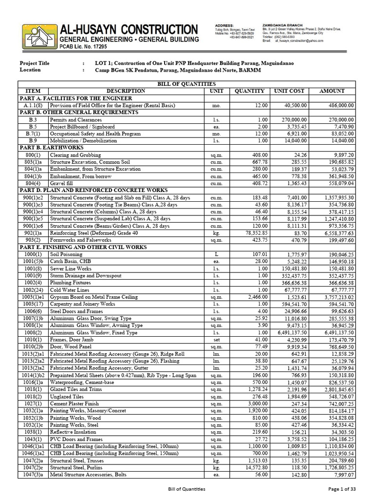 Detailed Estimate PNP Headquarter | PDF | Laborer | Concrete