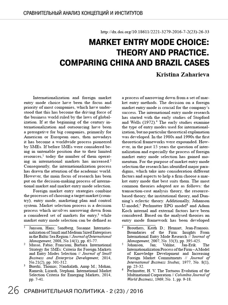 Market Entry Mode: China vs. Brazil | PDF | Market (Economics ...