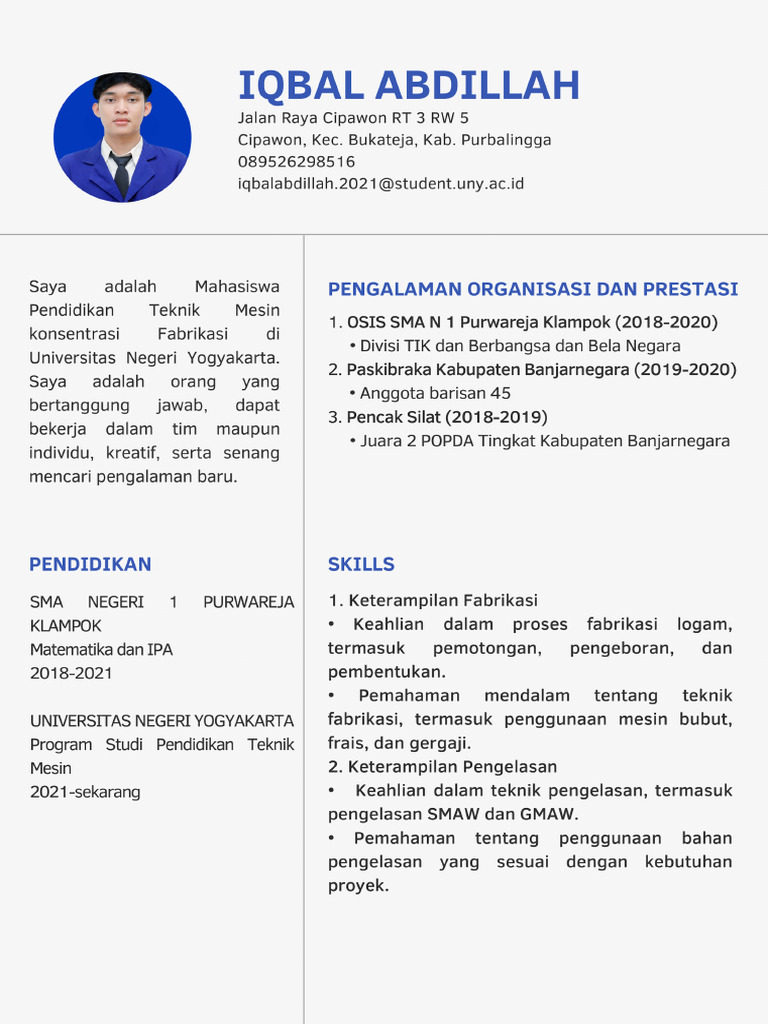 CV Iqbal Abdillah | PDF