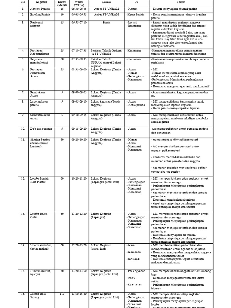 Teknis Silaturahmi HMM FT - UNRAM 2024 New | PDF