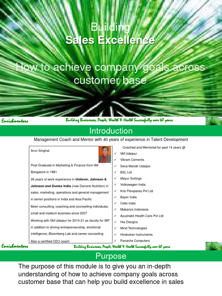 Sales Excellence - Company Goals | PDF | Goal | Business