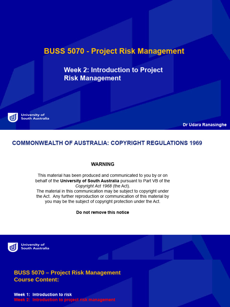 BUSS 5070 Project Risk Management - Week 2 | PDF | Risk Management | Risk