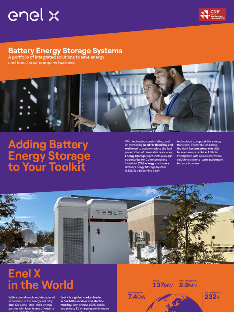 Enel X Battery Energy Storage Solutions Brochure | PDF | Distributed Generation | Photovoltaics