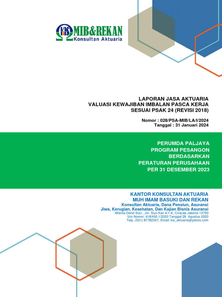 Valuasi Imbalan Pasca Kerja PERUMDA 2023 | PDF