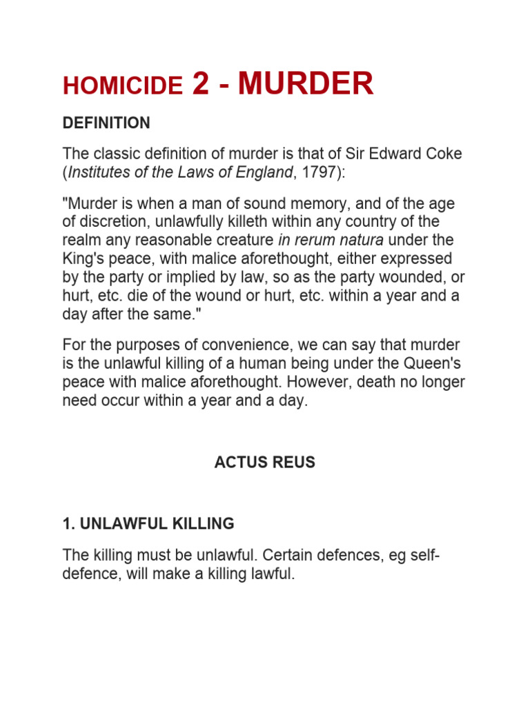 Homicide | PDF | Manslaughter | Criminal Justice