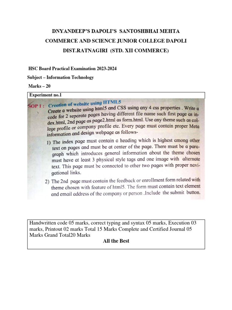HSC Board Practical Examination 2023-2024 Stream – Commerce | PDF ...