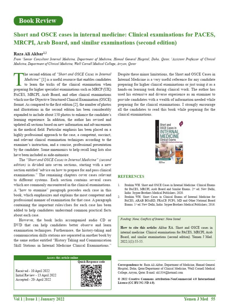 Short and OSCE Cases in Internal Medicine Clinical | PDF