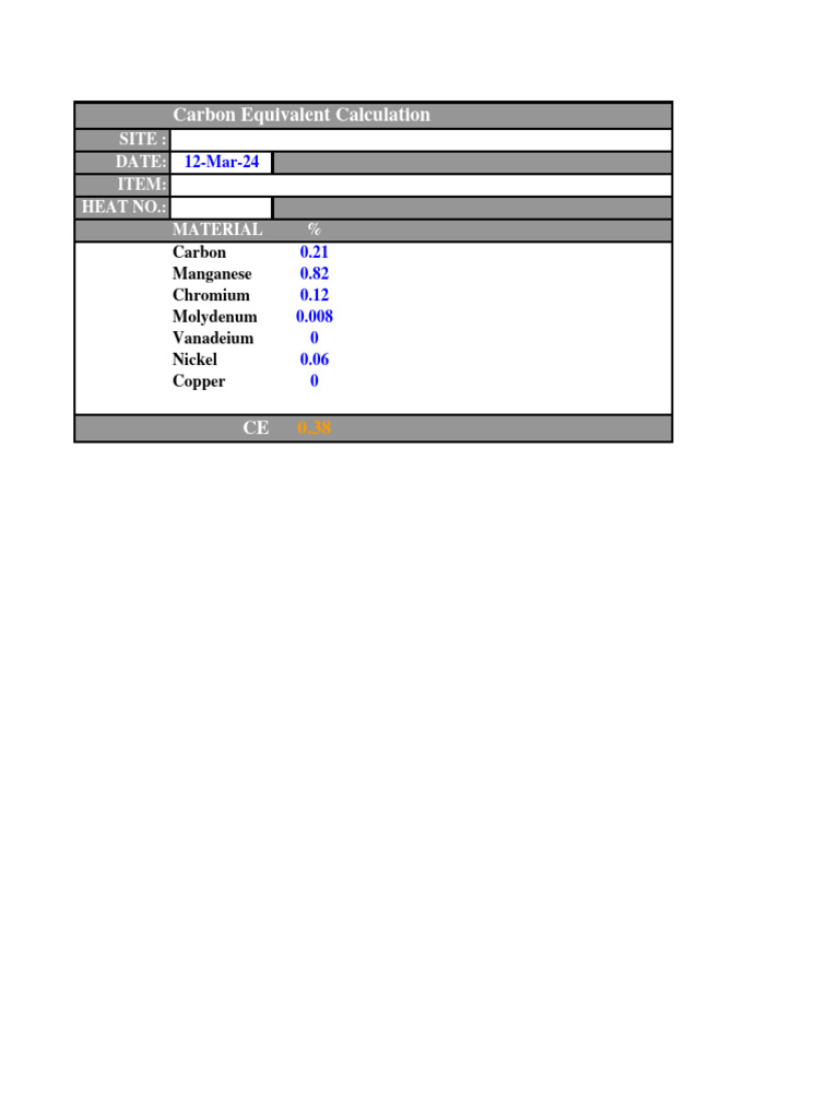 Carbon Equivalent Calculation Report | PDF