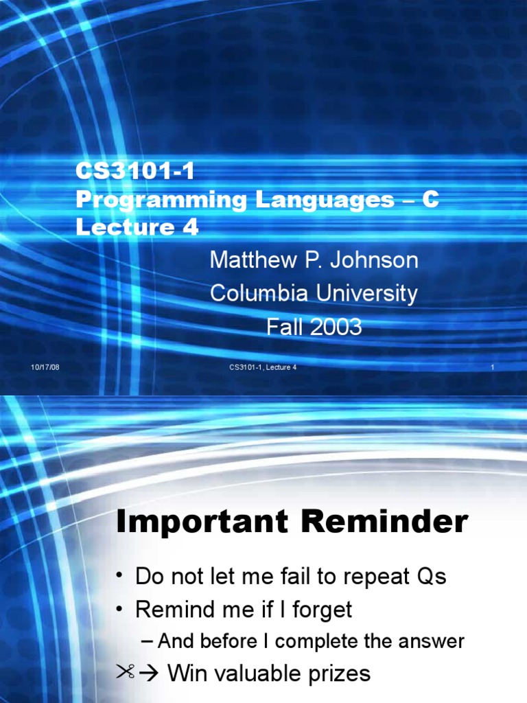 3101 1 Lec4 | PDF | Pointer (Computer Programming) | Computer Programming
