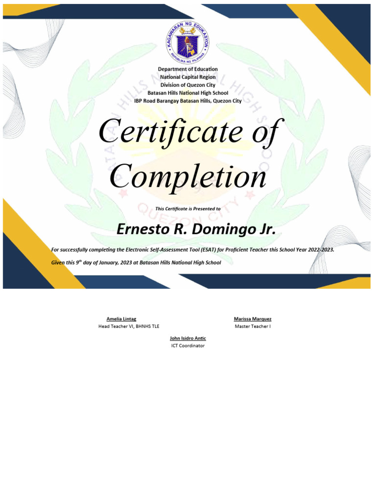 ESAT Certificate | PDF