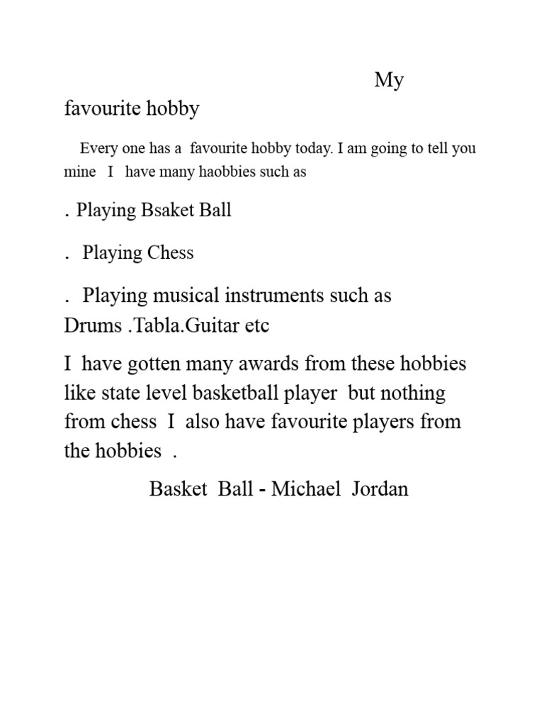 Favorite Hobbies: Basketball & Chess | PDF | Home & Garden | Art