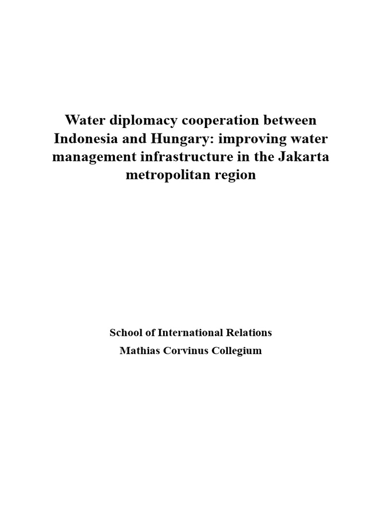 Water Diplomacy Cooperation Between Indonesia And Hungary Improving