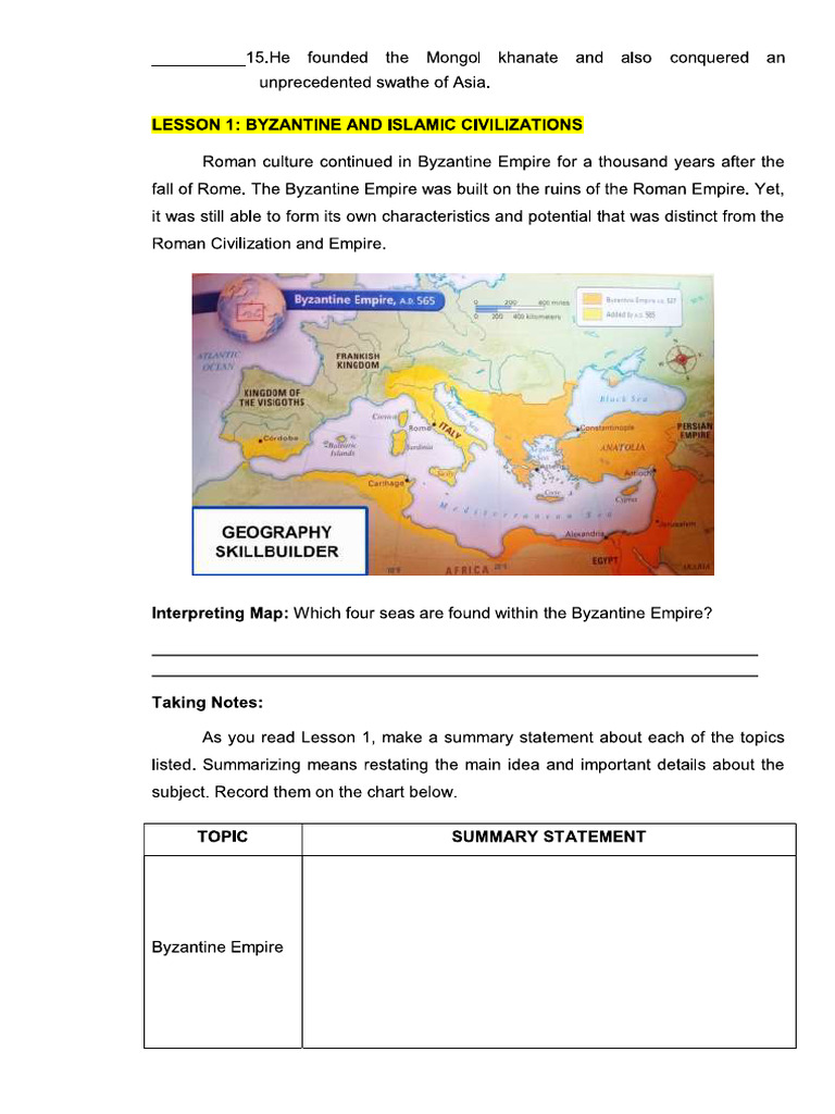 Byzantine and Islamic Civilization | PDF