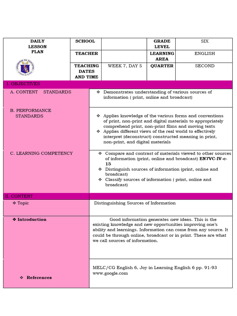 English 6 DLP q2w7d5 | PDF