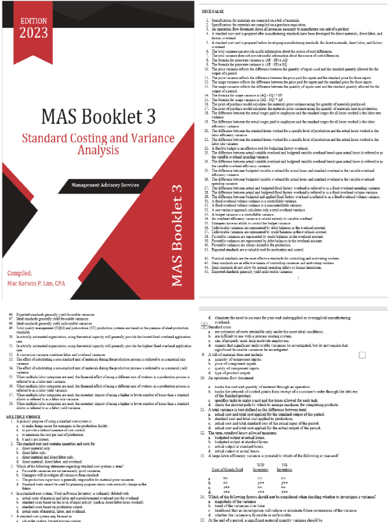 MAS 3 Standard Costing | PDF