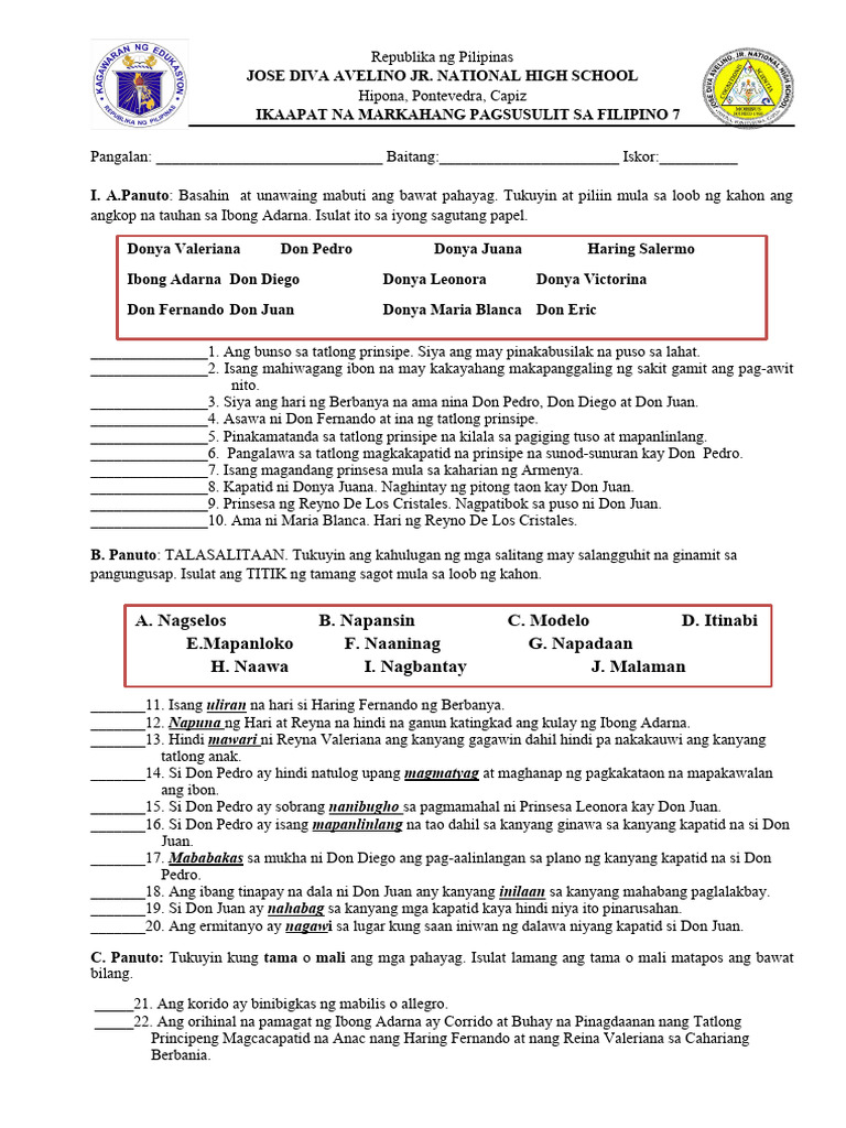 G7 4th QTR Exam | PDF
