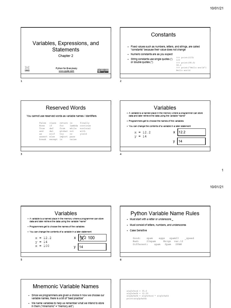 Pythonlearn 02 Expressions | PDF | Variable (Computer Science) | Integer (Computer Science)