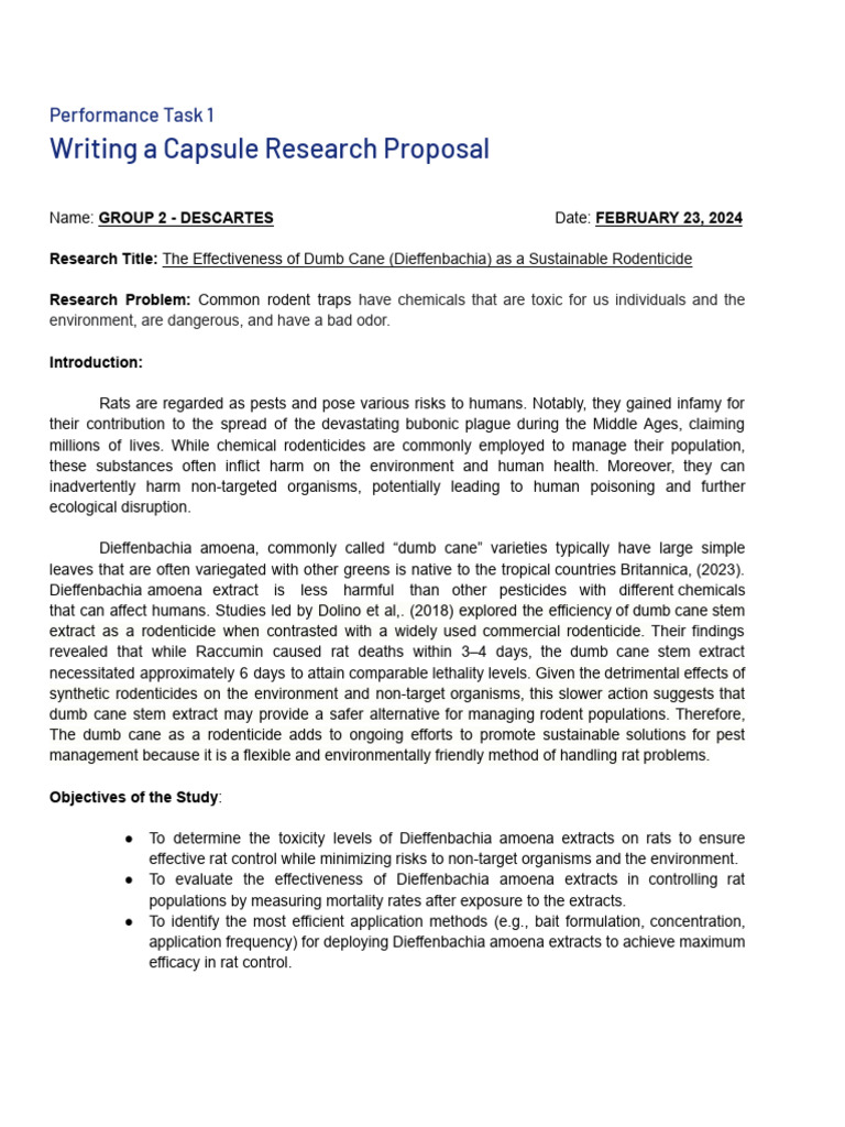 Writing A Capsule Research Proposal: Performance Task 1 | Download Free ...
