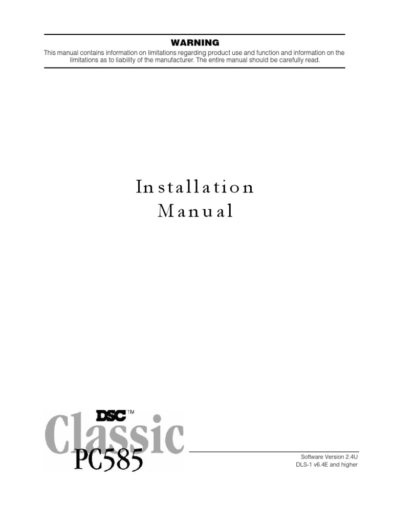 DSC PC585 Install Manual | PDF | Telephone | Wireless
