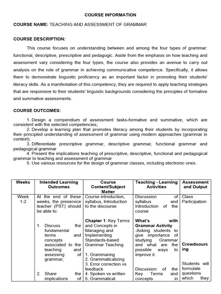 Teaching and Assessment of Grammar Syllabus Wit Modules | PDF | Second Language | Learning