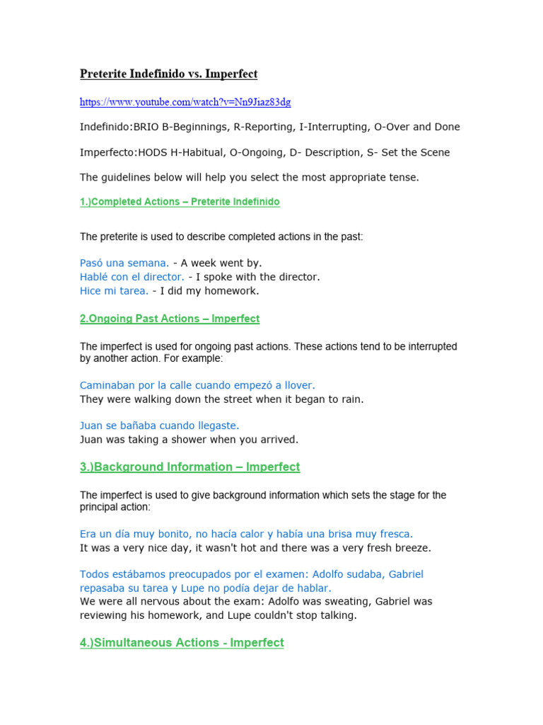 Preterite Indefinido Vs Imperfecto NIDHI BEST | PDF | Language Families ...