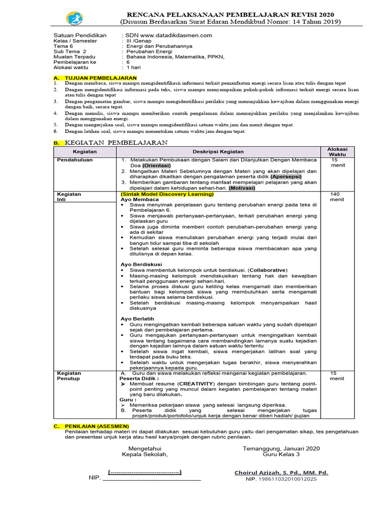 Disusun Berdasarkan Surat Edaran Mendikbud Nomor: 14 Tahun 2019 | PDF