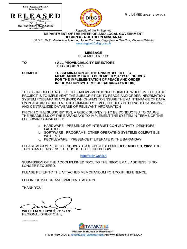 Barangay Peace and Order (POIS) | Download Free PDF | Information ...