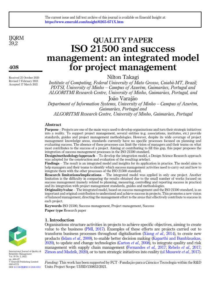 C2022 - Takagi - ISO 21500 and SM | PDF | Project Management | Life ...